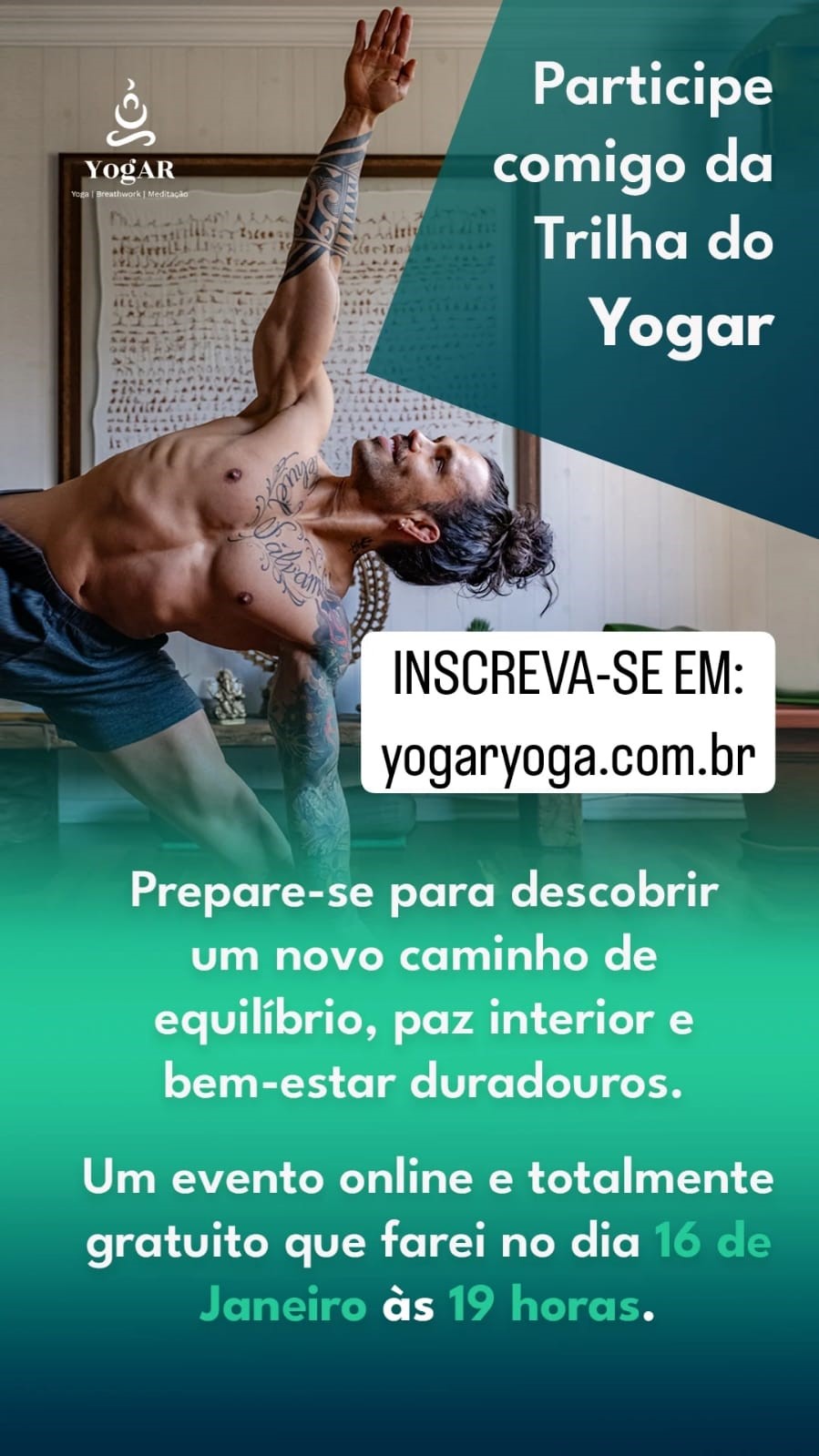 “TRILHA DO YOGAR” ACONTECERÁ DIA 16 DE JANEIRO, ON-LINE – Cotia Todo Dia